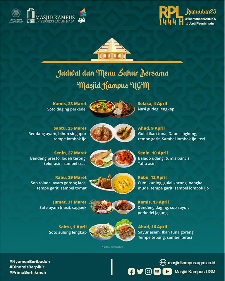 Rilis Menu Sahur Bersama RPL 1444 H, Masjid Kampus UGM Sediakan Ratusan ...